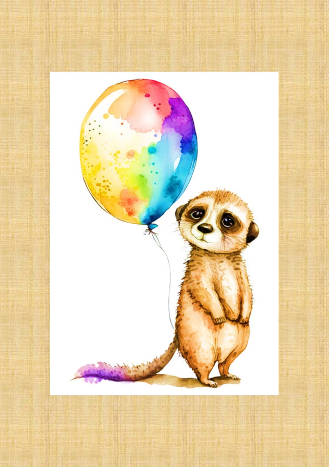 Birthday Card Meerkat Balloon Postcard Birthday - Etsy