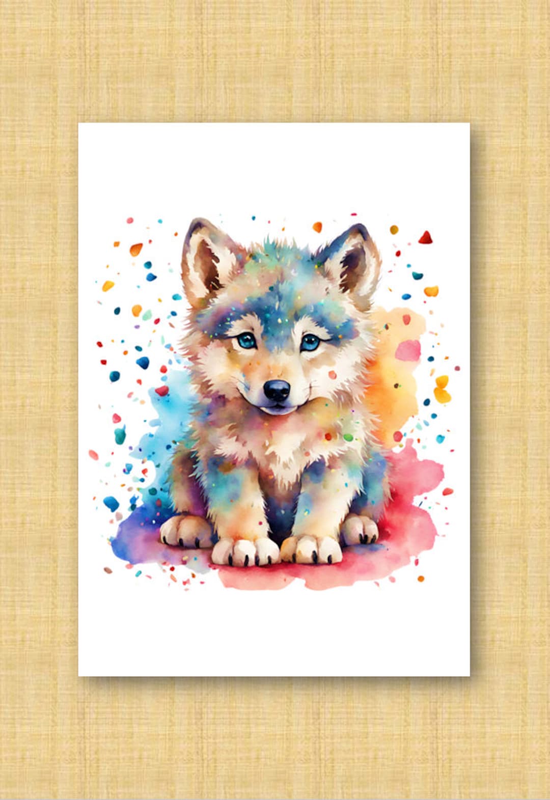Birthday Card Wolf, Card for Birth, Postcard, Birthday, Watercolor ...