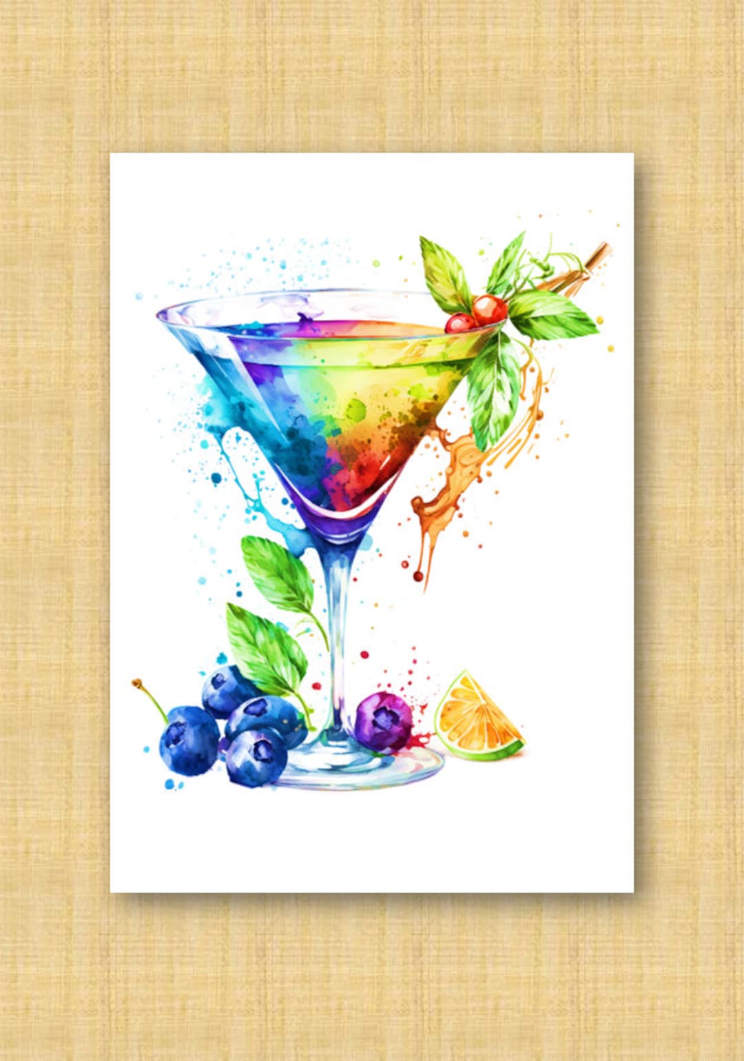 Postcard Cocktail Birthday Card A6 400g Holiday Card - Etsy