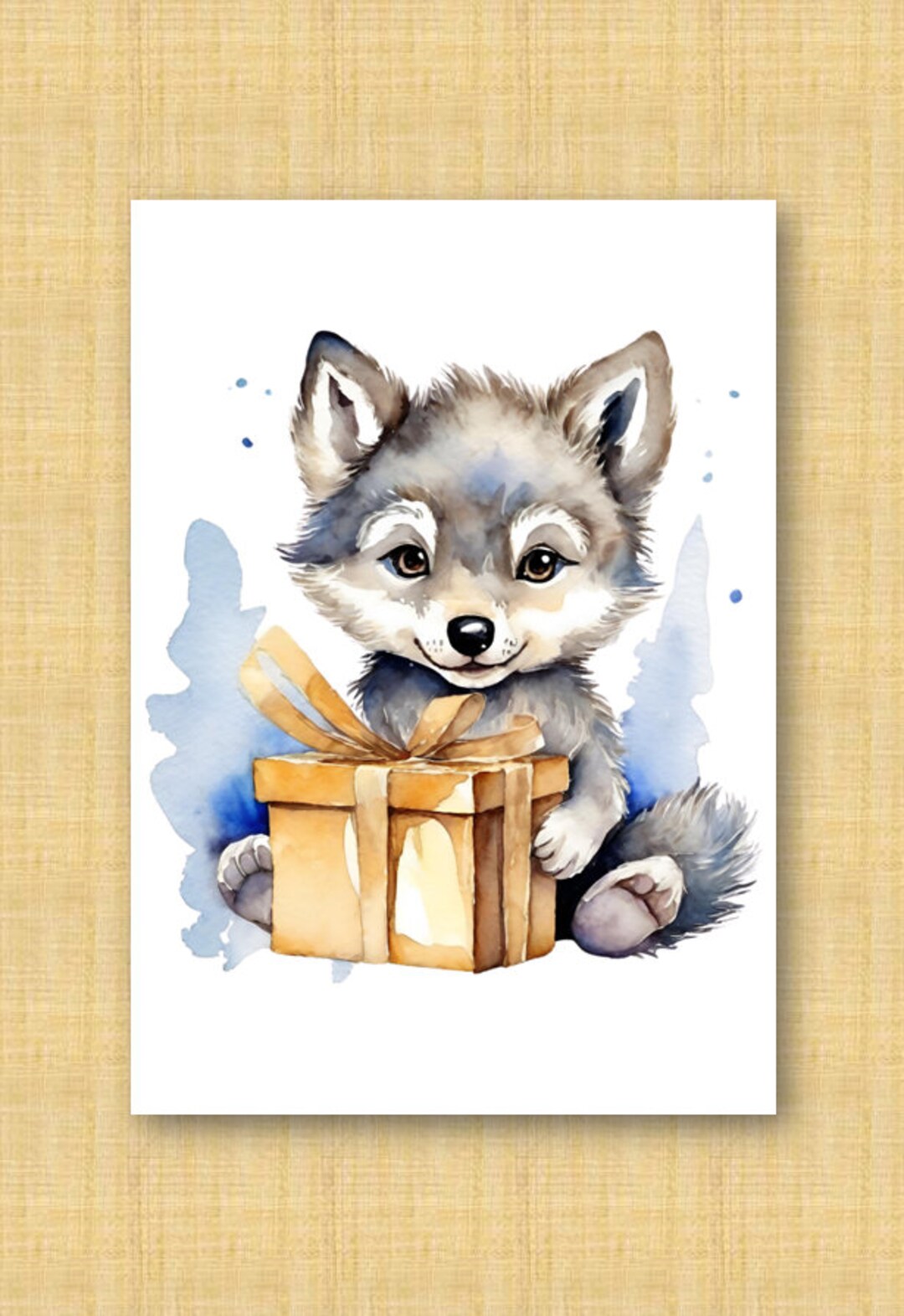 Birthday Card Wolf, Card for Birth, Postcard, Birthday, Watercolor ...
