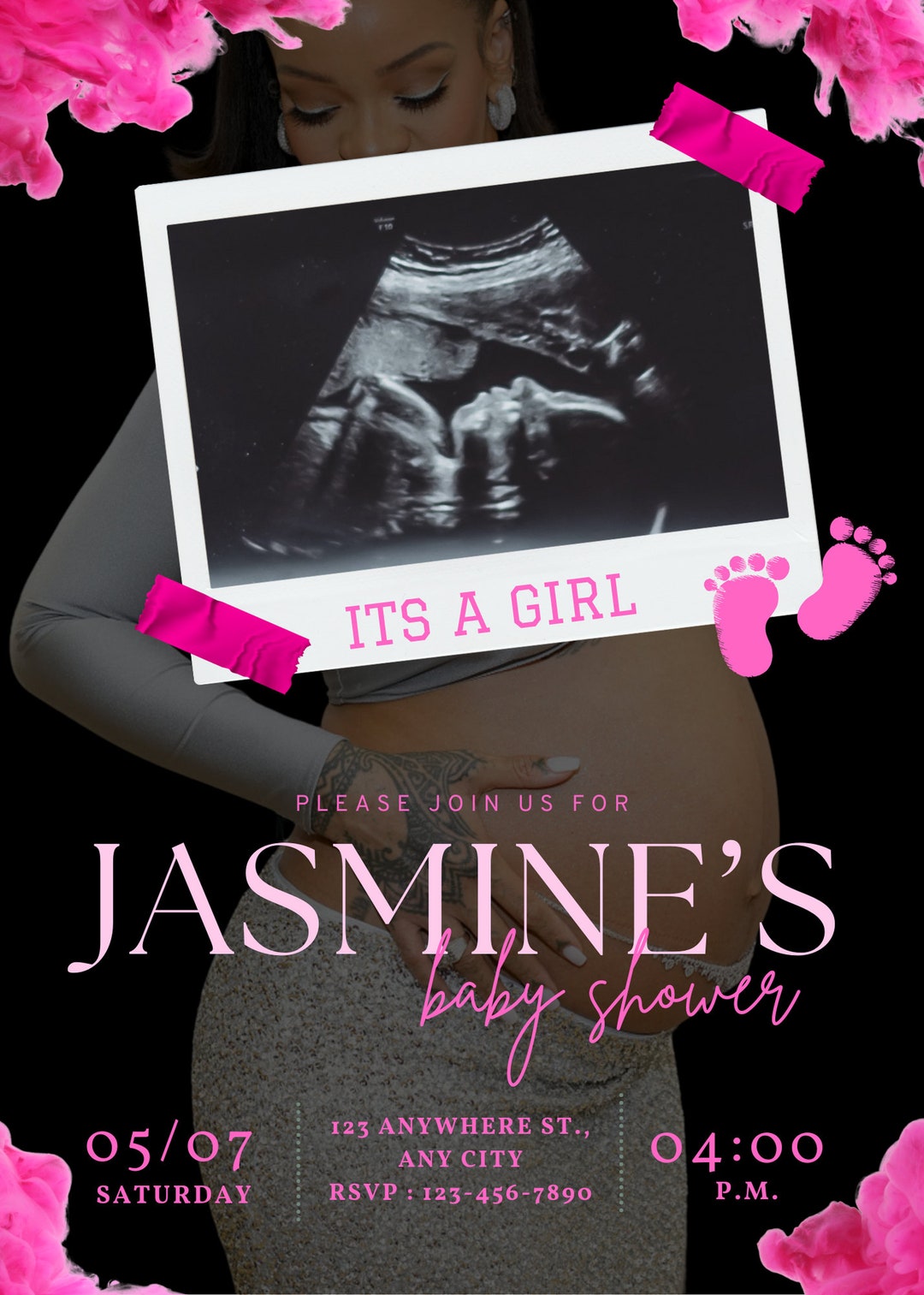 Baby Shower Invite , Editable , Gender Reveal , Its a Girl Digital ...