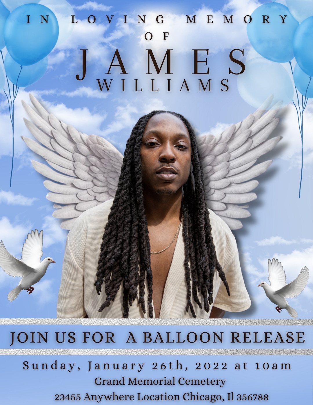 Balloon Release Invitation, Canva Template , Instant Download, Digital ...