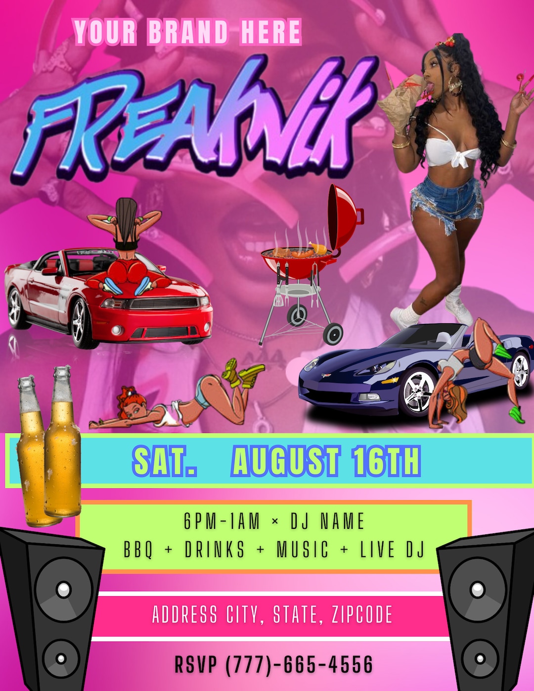 Freaknik Invite, Canva, Editable , Digital Download - Etsy