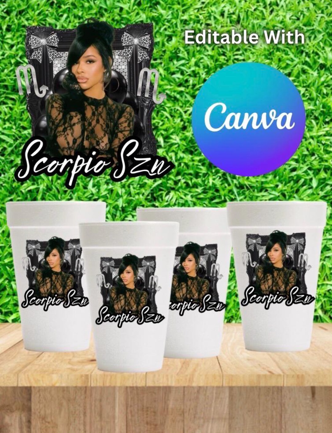 Styrofoam Cup Sticker Template, Editable With Canva,customizable ...