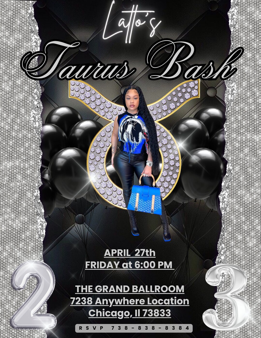 Taurus Birthday Bash Flyer, Canva Template, Birthday Party Flyer ...