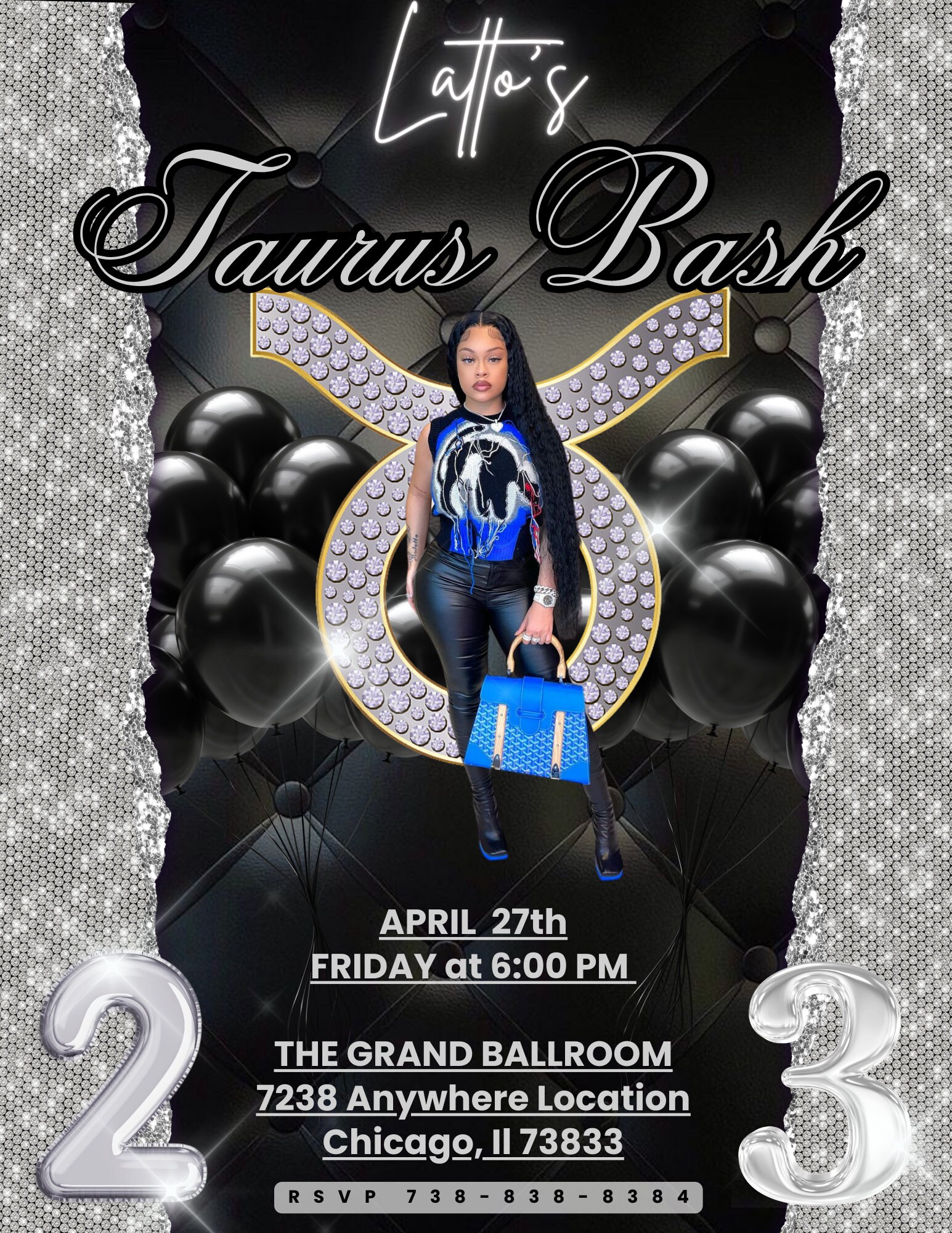 Taurus Birthday Bash Flyer, Canva Template, Birthday Party Flyer ...