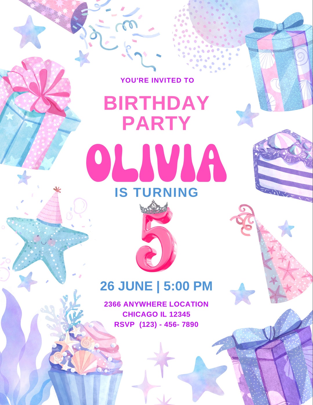 Editable Kid Birthday Invitation , Digital Download, Canva Template - Etsy