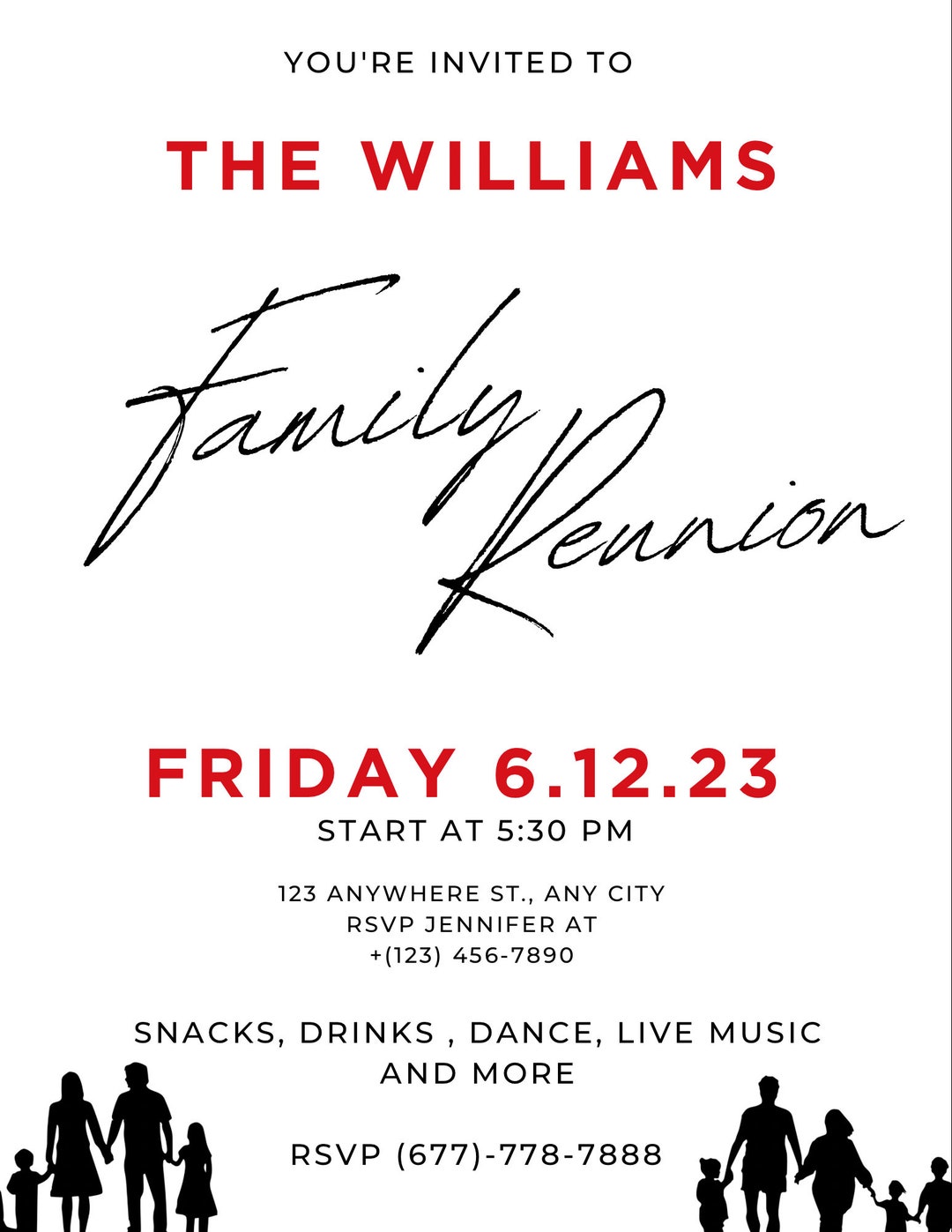 Family Reunion Invite, Editable , Digital Download - Etsy