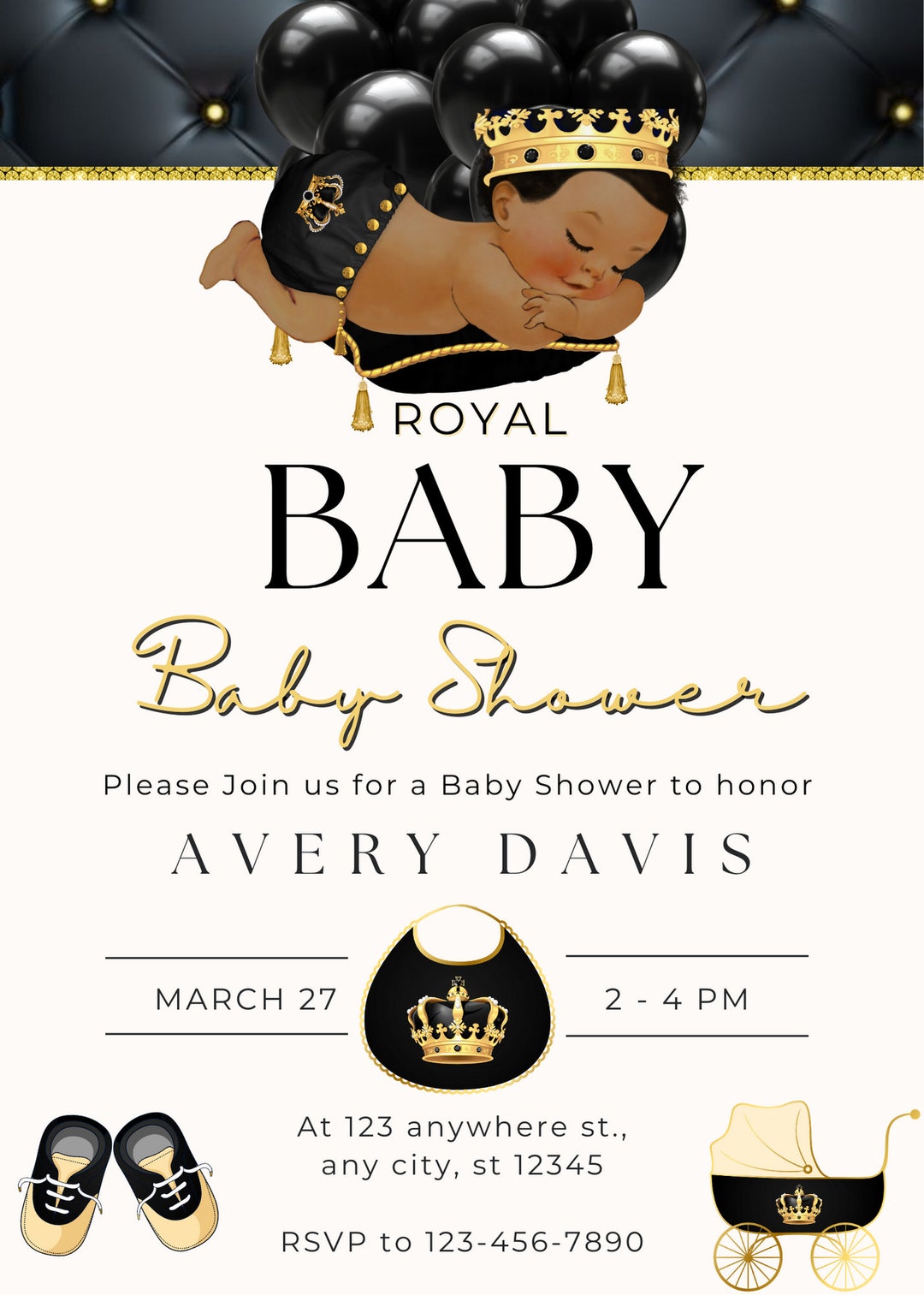 Royal Baby Shower Invite , Digital Download, Editable - Etsy