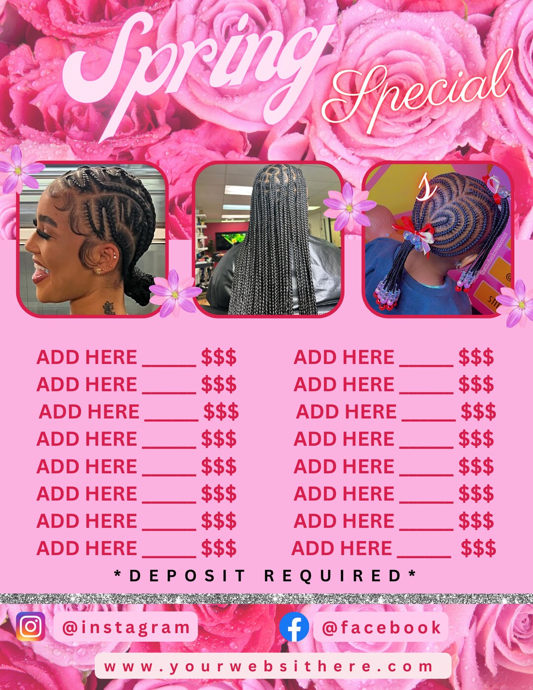 Braid Specials,knotless Braid Flyer, Instagram Flyer, Canva Template ...