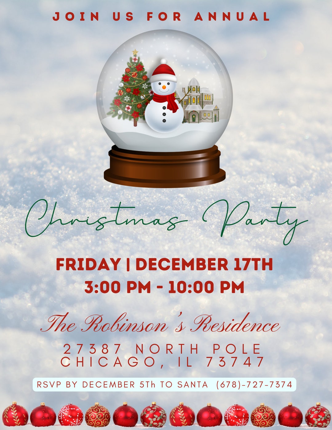 Editable Christmas Party Invite Canva Template Digital - Etsy