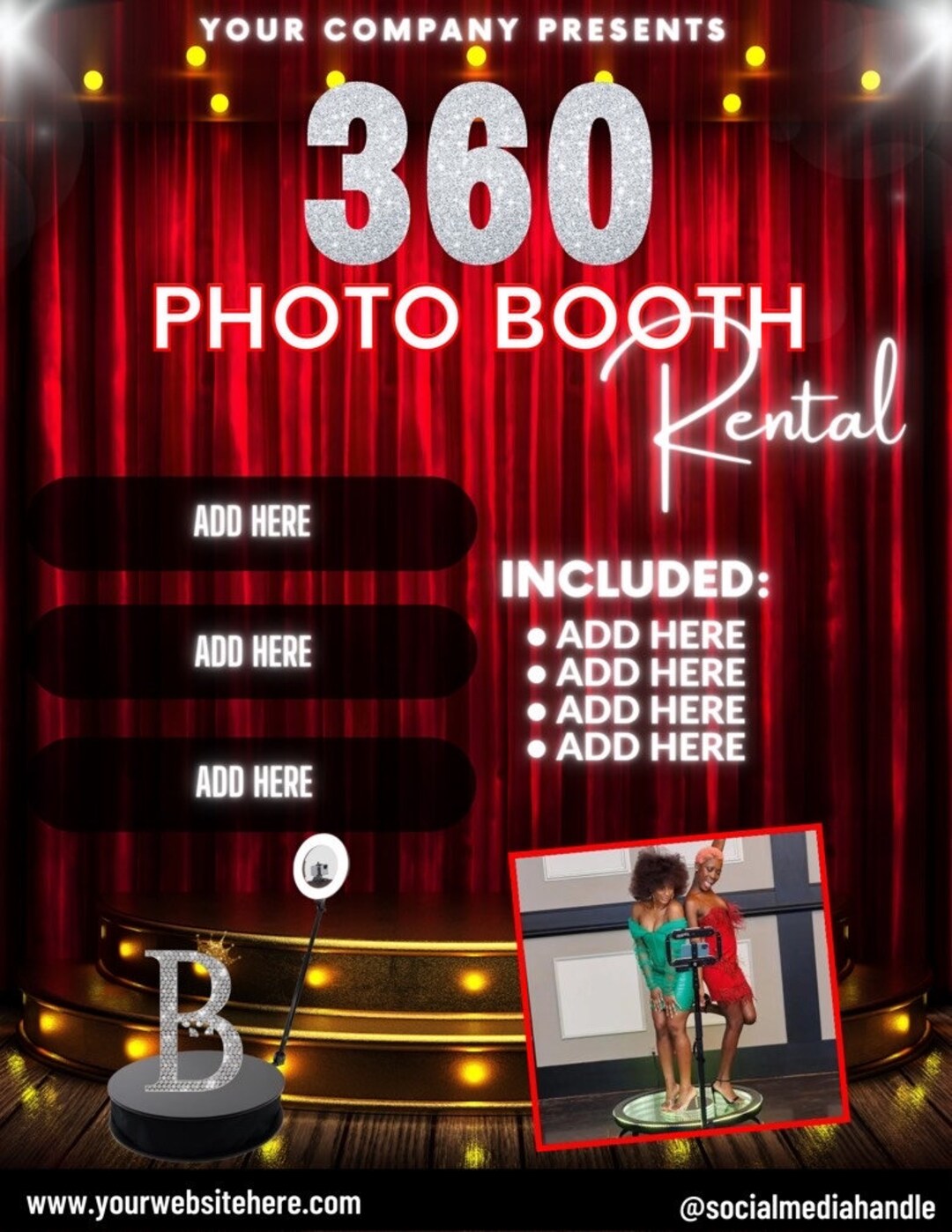360 Photo Booth, 360 Flyer, Party Flyer, Edit Canva Template Photo ...