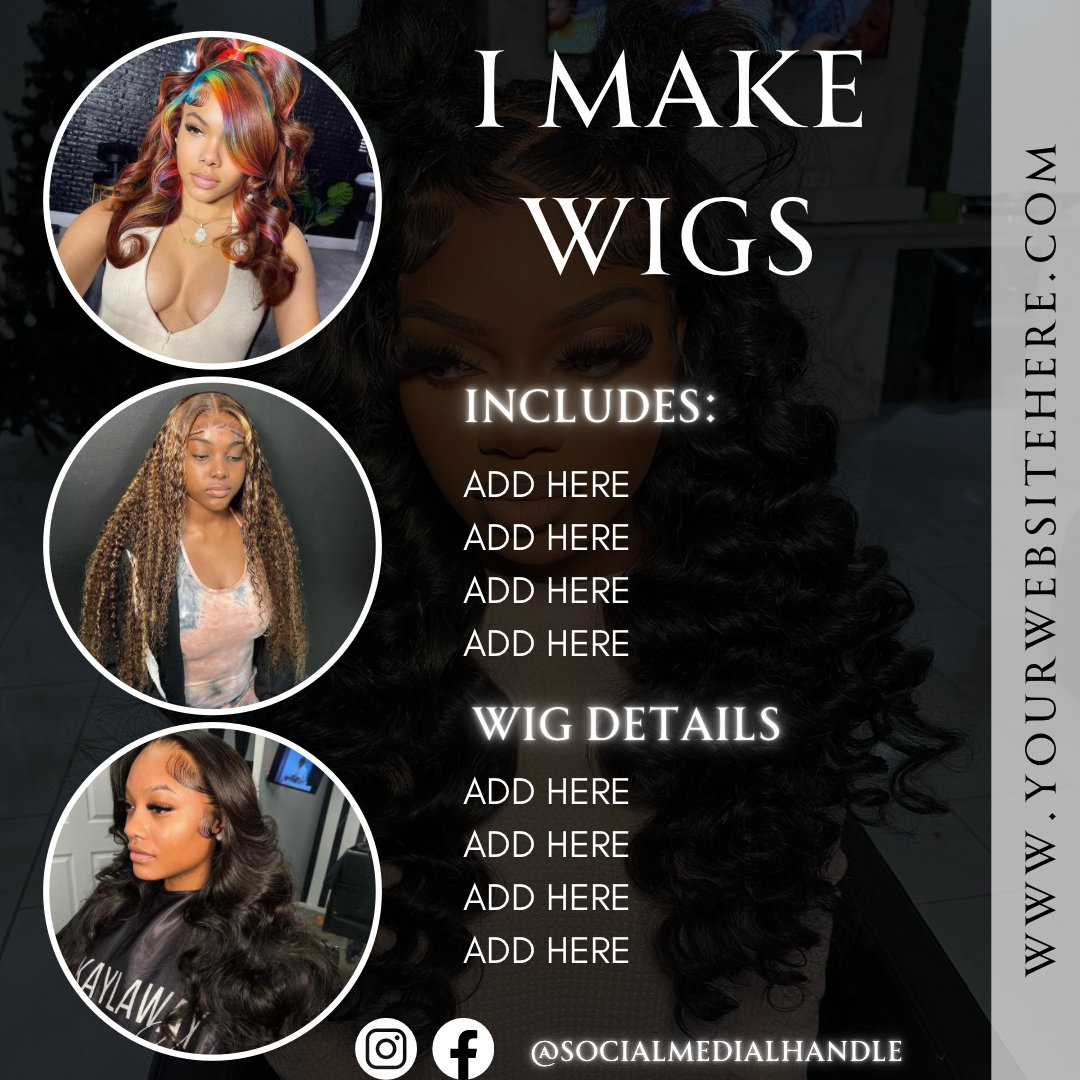 Wig Installs , Wig Install Canva Template , Editable , Digital Download ...