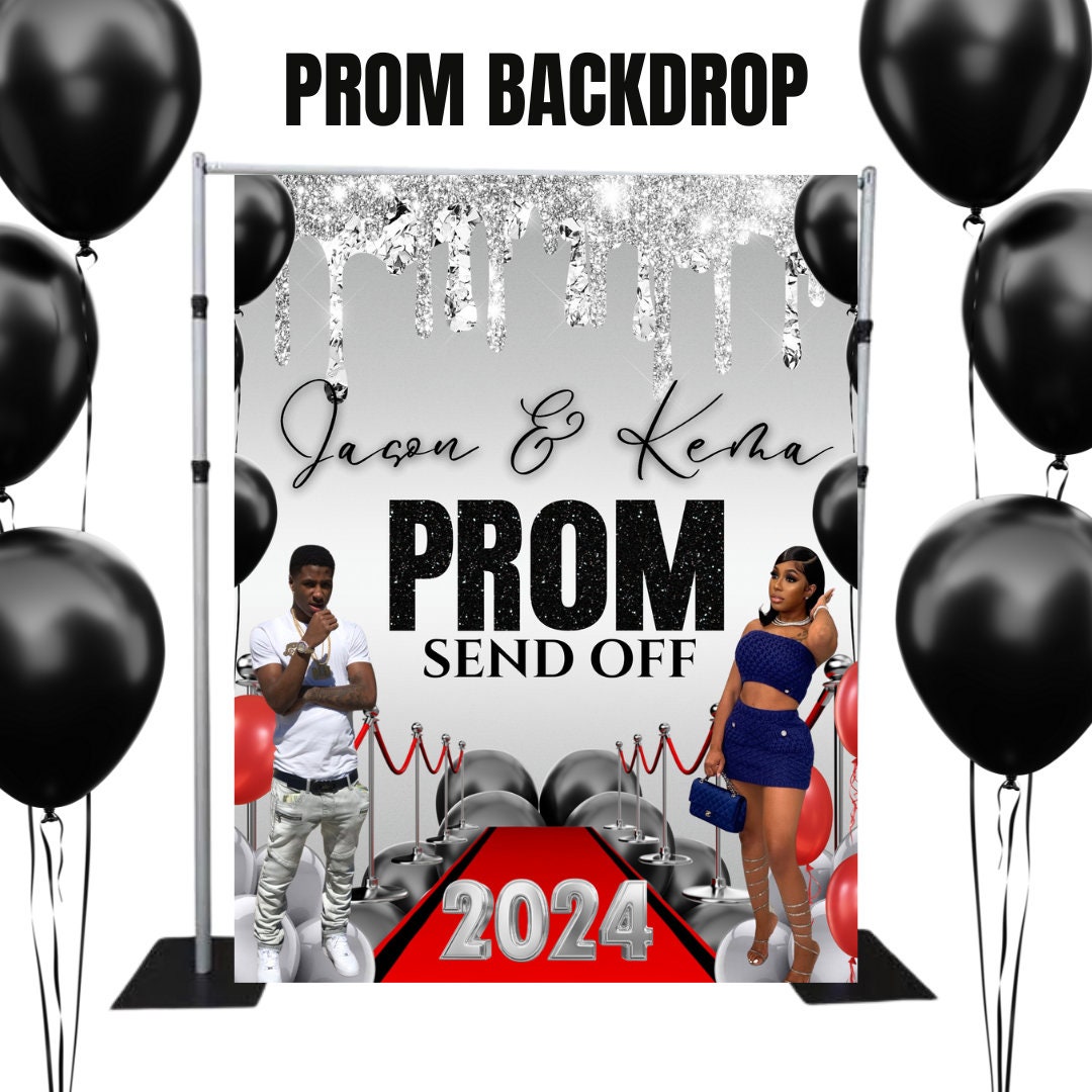 Prom Send off Backdrop , Silver , Red, Black, Printable , Editable ...
