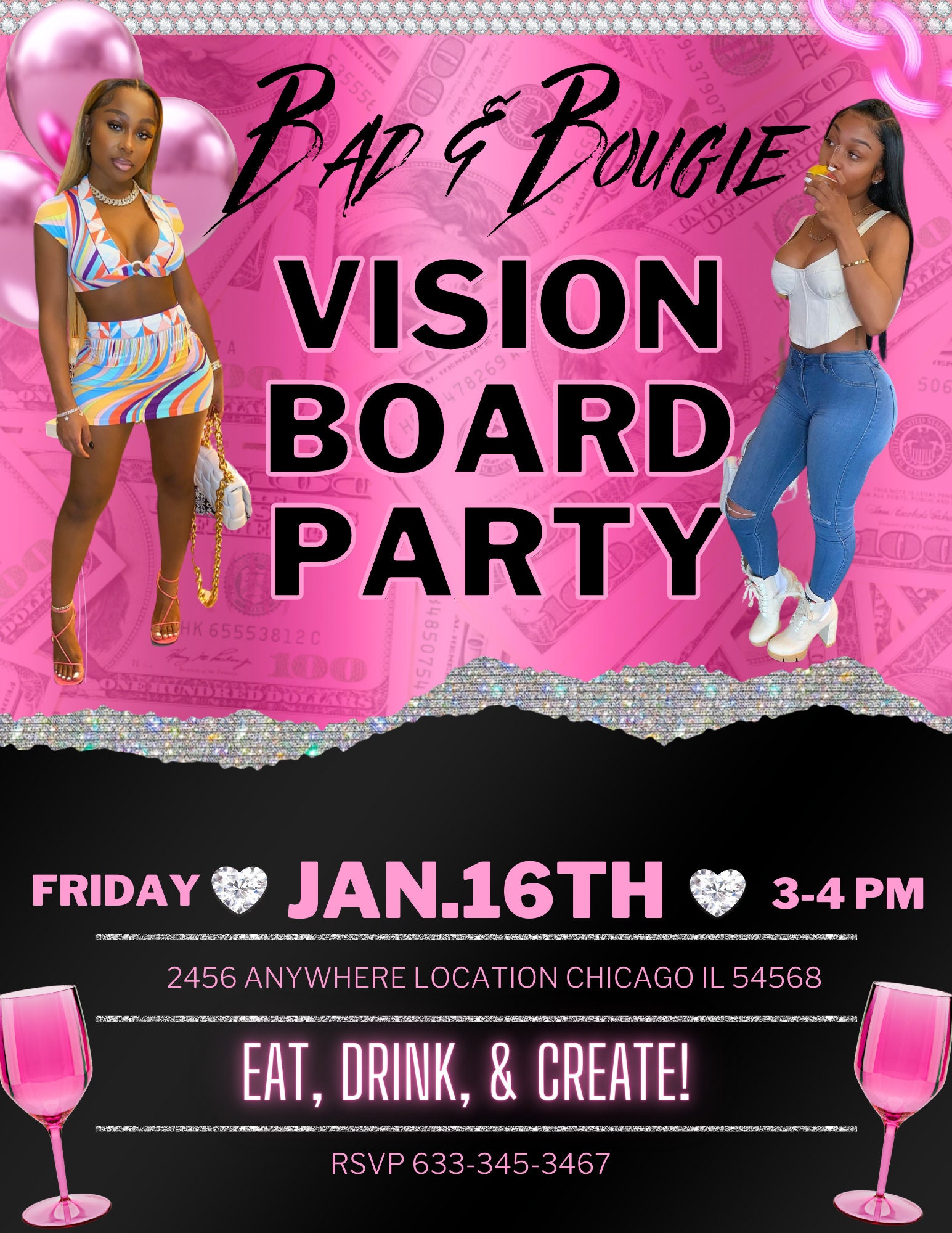 Vision Board Party Flyer Digital Download, Instant Download, Canva ...