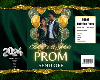 Prom Send off Invitation, Water Bottle Label , Chip Bag Label , Digital ...