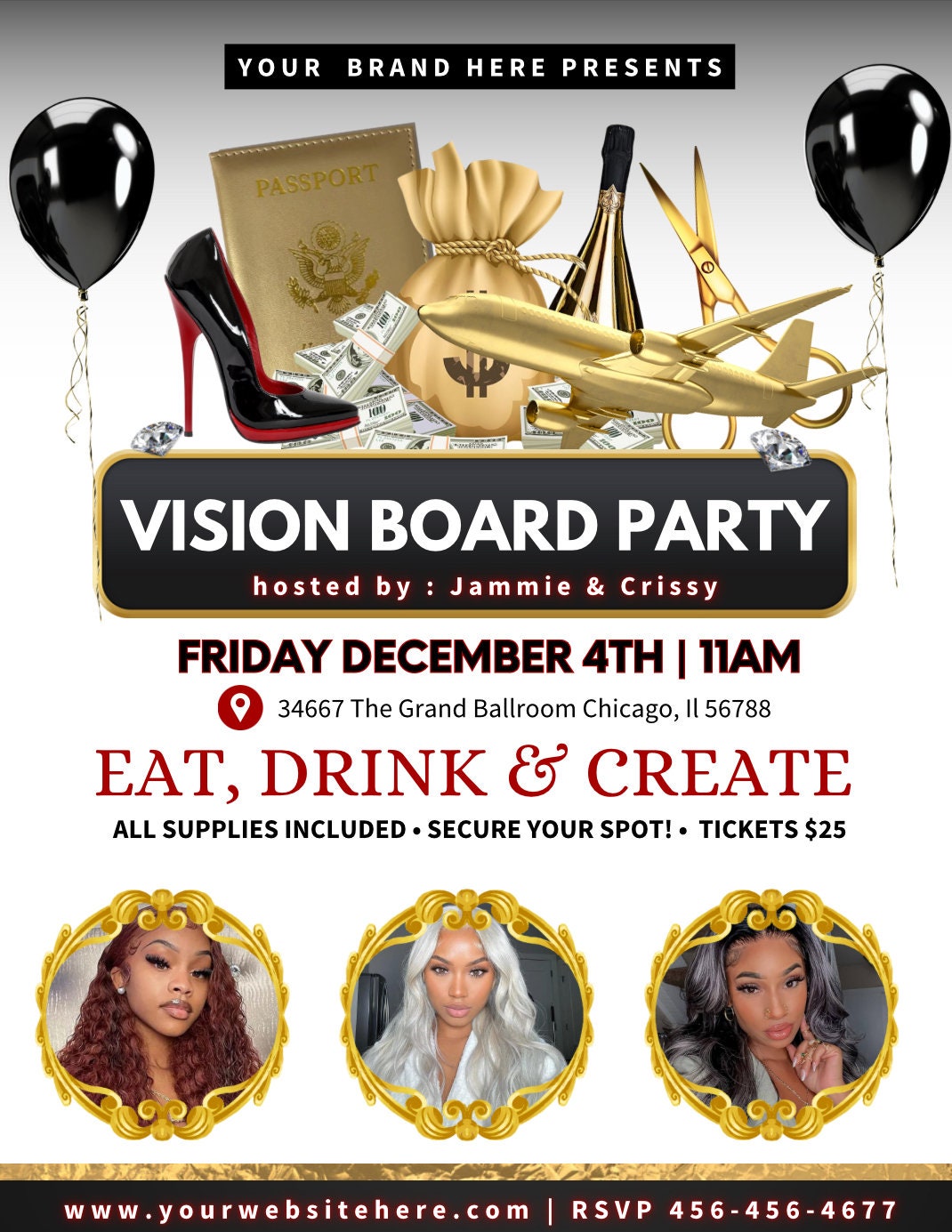 Vision Board Event Invitation, Canva Template , Editable , Digital ...