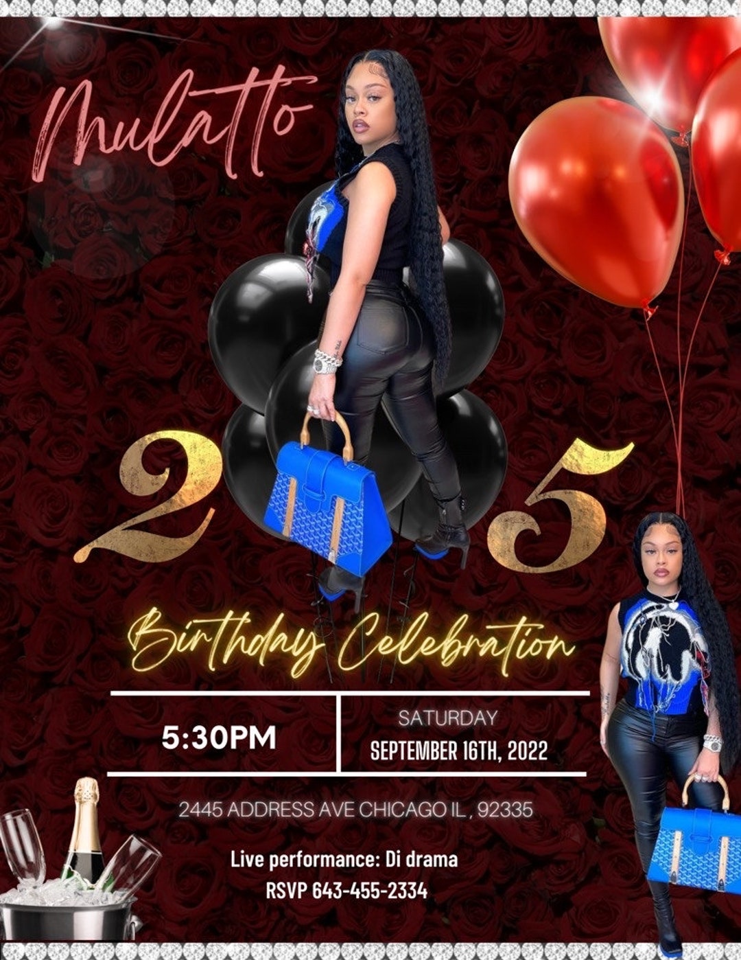 Editable Birthday Flyer Celebration, Social Media Flyer, Pink Birthday ...