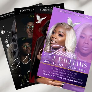 6 Page Funeral Program Book Design | Obituary Book | Instant Download ...