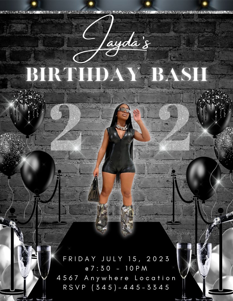 Birthday Bash Invite, Editable , Digital Download, Canva - Etsy
