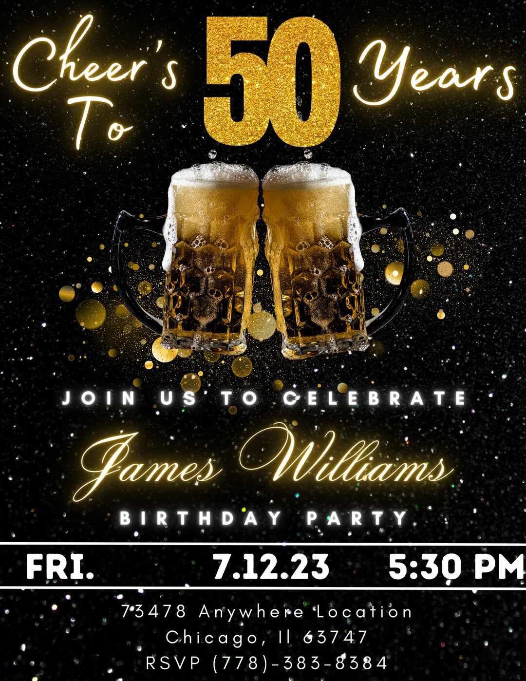 Cheers to 50 Invite, Birthday Celebration, Digital Download - Etsy