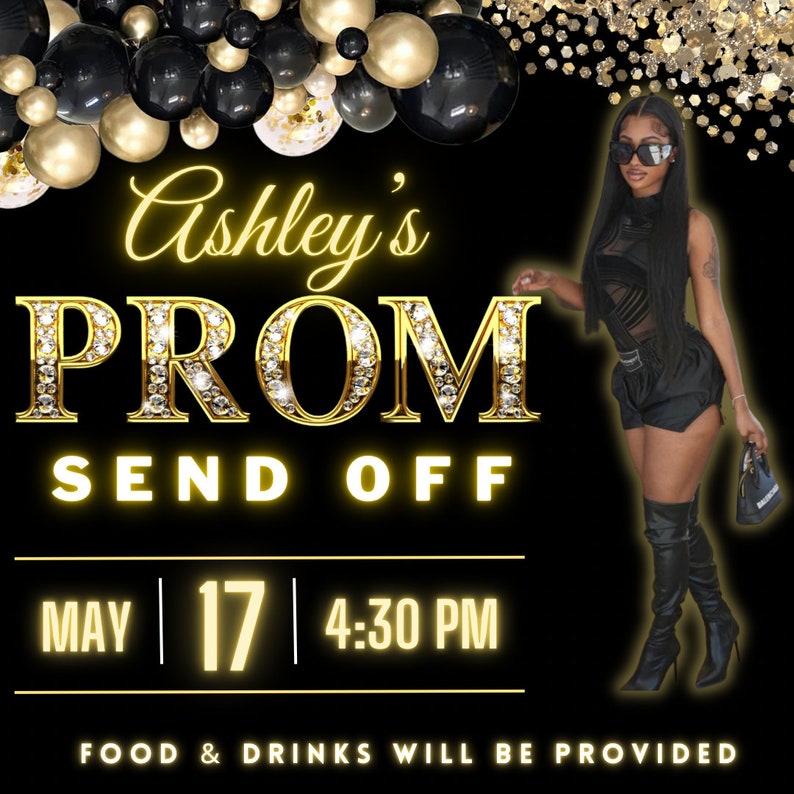 Prom Flyer, PROM Social Media Flyer, Black , Gold, Digital Download - Etsy