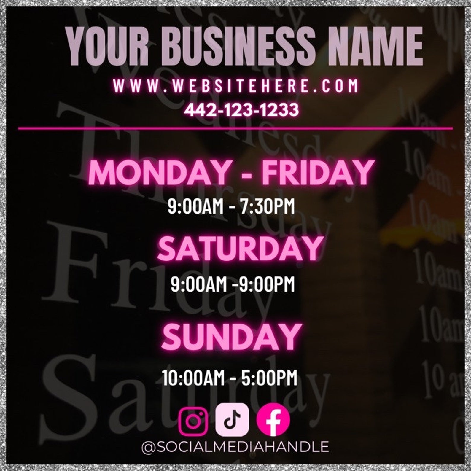 Buisness Hours, Editbie Canva Template - Etsy