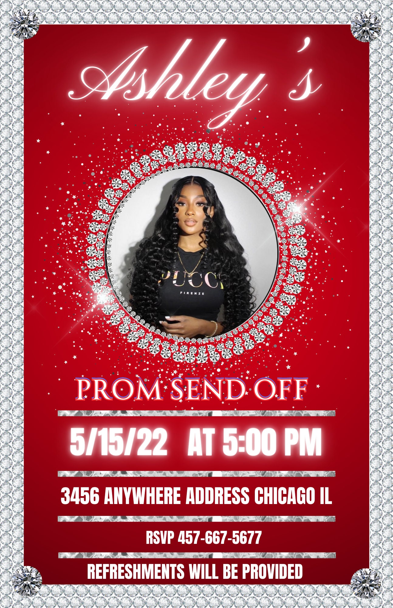 Prom Send off , Red , Invitation , Prom , Canva , Digital Download - Etsy