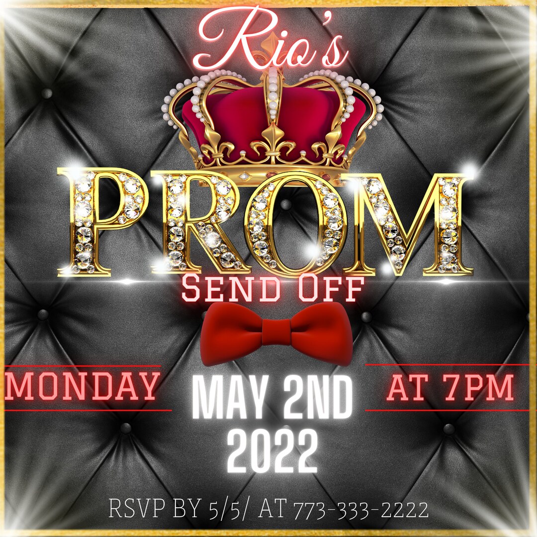 Prom Send off Invitation, Water Bottle Label , Chip Bag Label , Digital ...