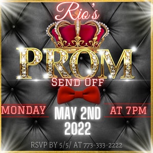 Prom Send off Invitation, Water Bottle Label , Chip Bag Label , Digital ...