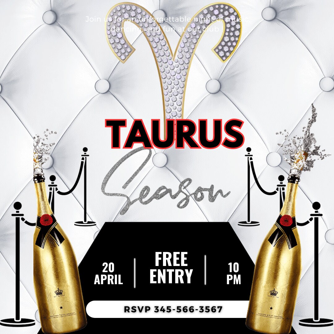 Taurus Birthday Bash , Invite , Digital Download, Canva - Etsy