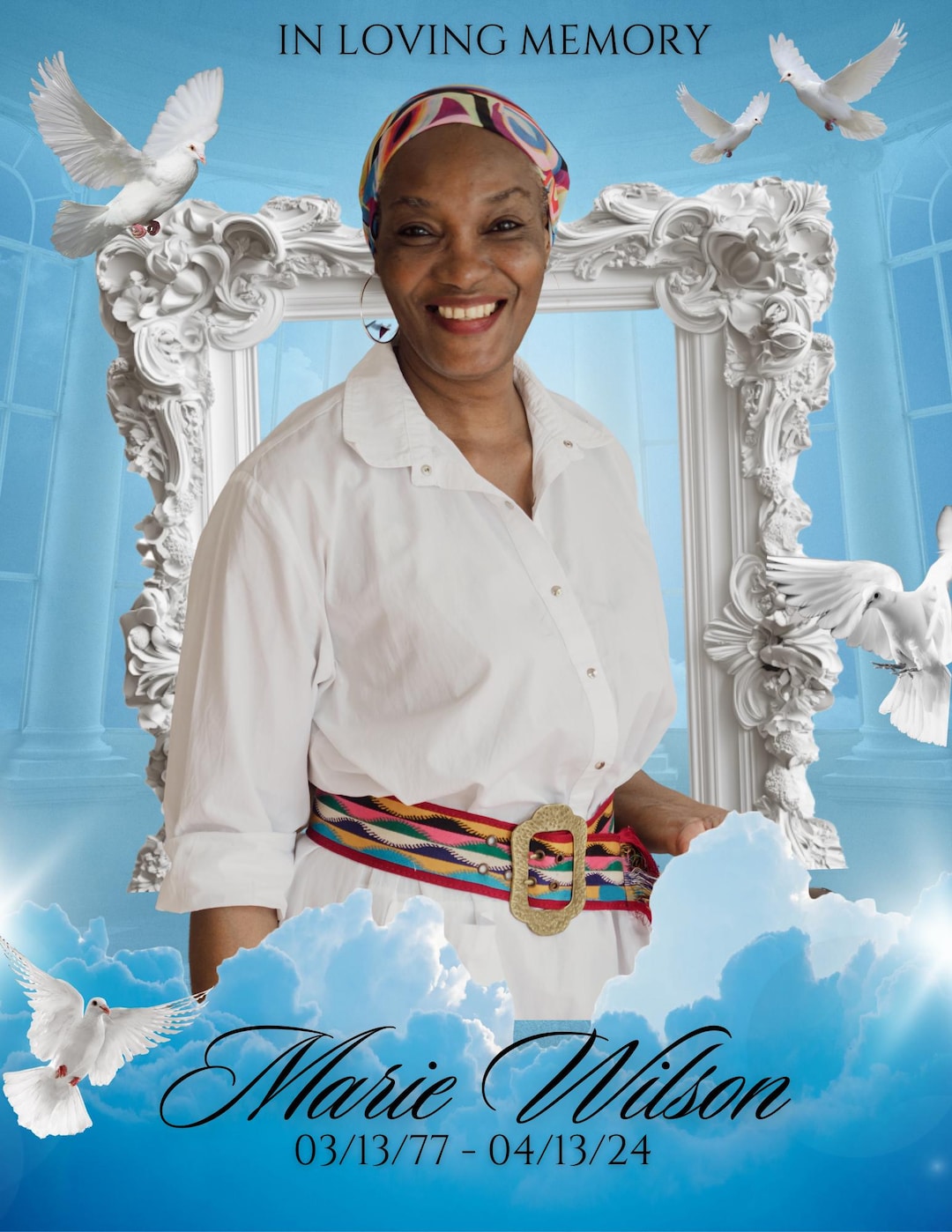 In Loving Memory Canva Template , Funeral , Digital Download, Blue ...