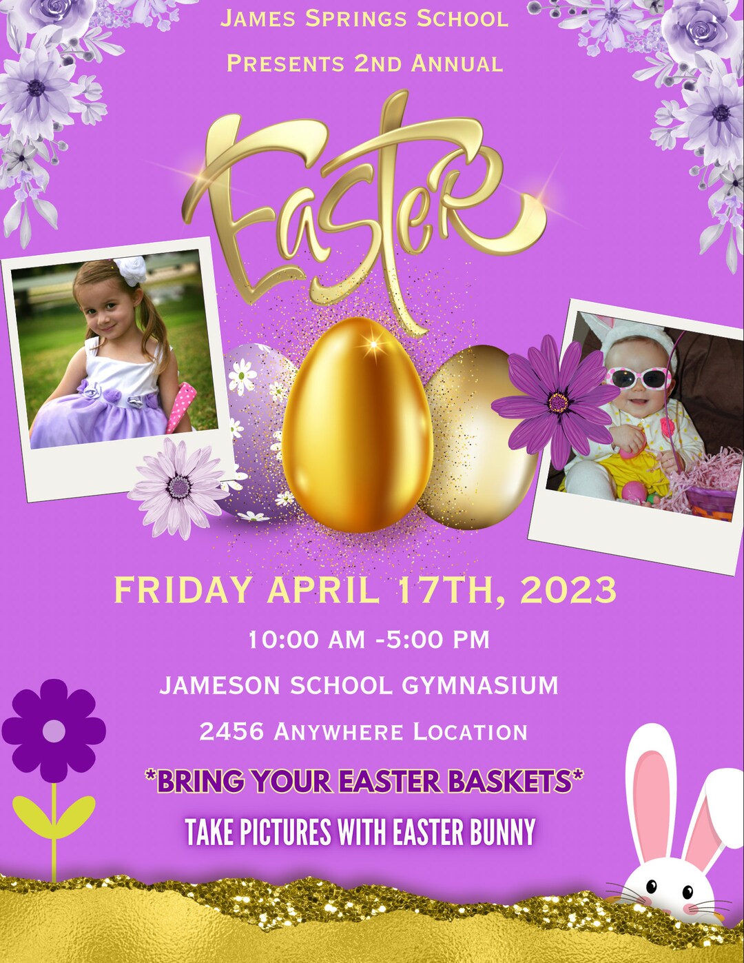 Easter Bunnyegg Hunt , Easter Bunny Photo Shoot Flyer School Fundraiser ...