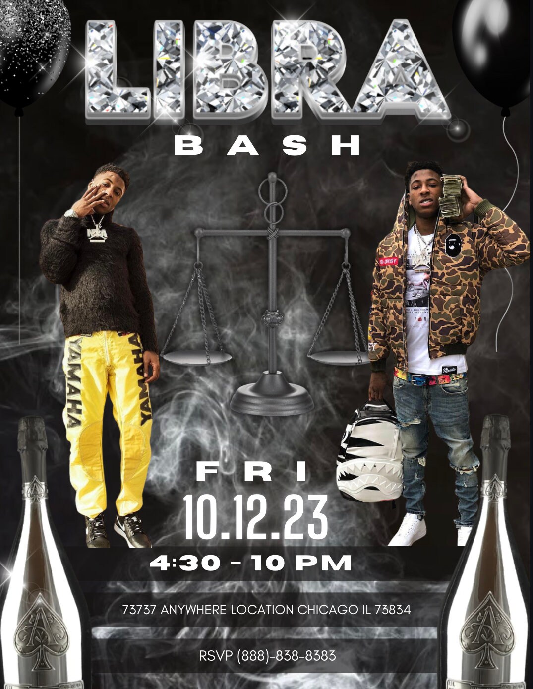 Libra Bash Editable Invitation , Canva , Digital Download, Instant ...