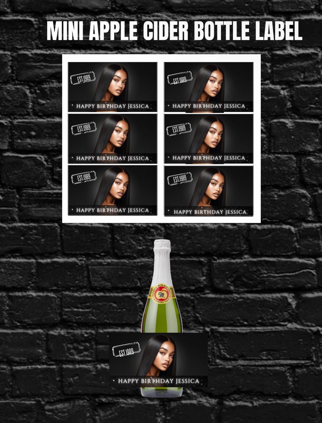 Mini Apple Cider Bottle Labels , Editable With Canva , Digital Download ...