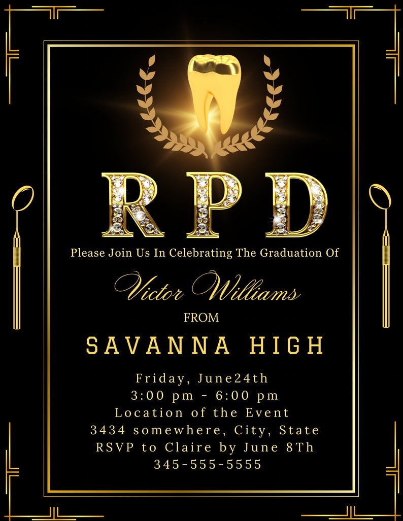 Editable Dental Graduation Invitation Templategraduation - Etsy