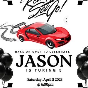 Birthday Flyer Celebration, Ready Set Go, Race Car Invite ,social Media ...