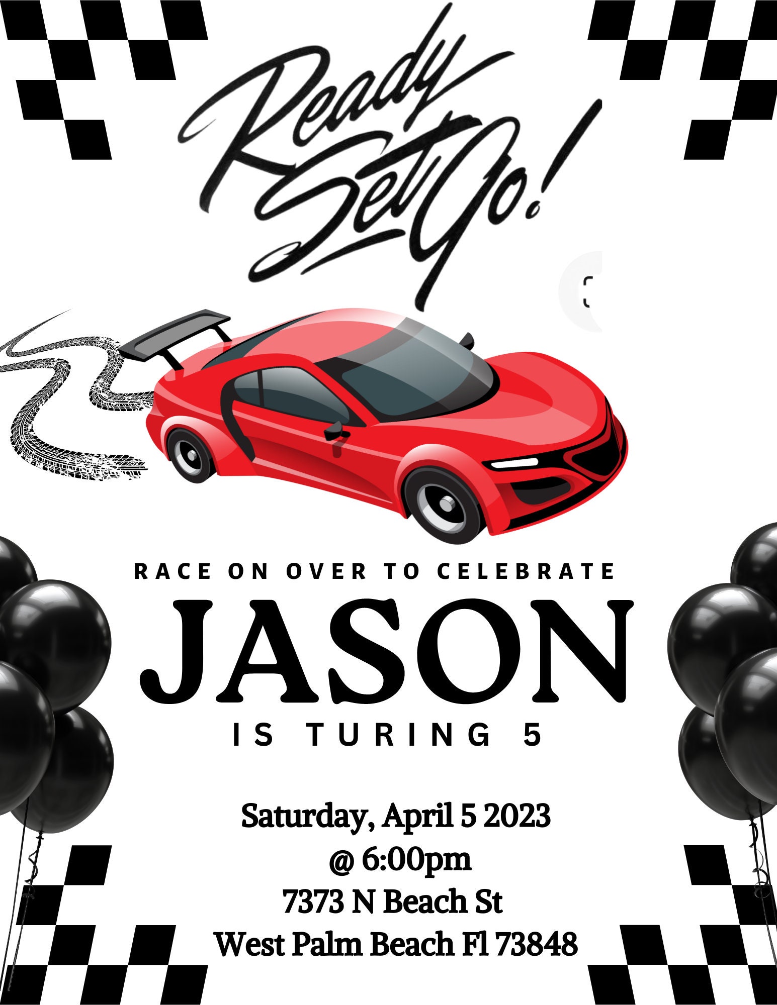 Birthday Flyer Celebration Ready Set Go Race Car Invite - Etsy