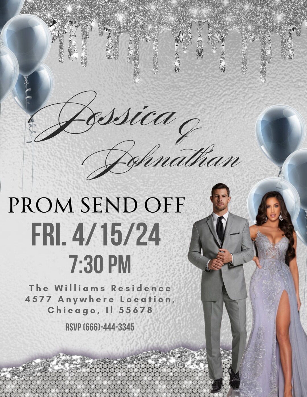 Prom Send off Invite, Instant Download, Canva Template , Digital ...