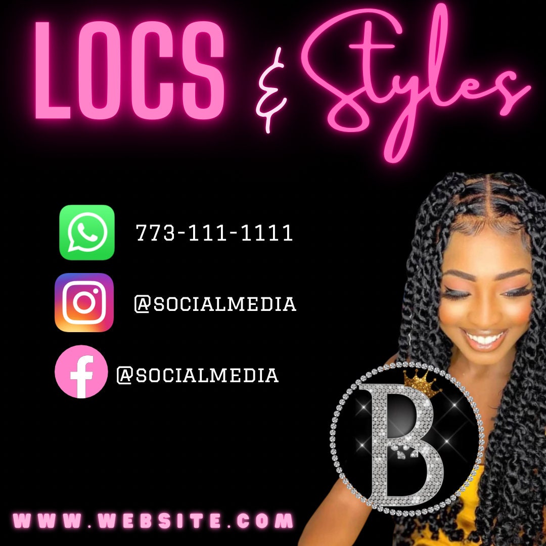 LOCS & Styles Flyer Design social Media Dread Locks Flyer - Etsy