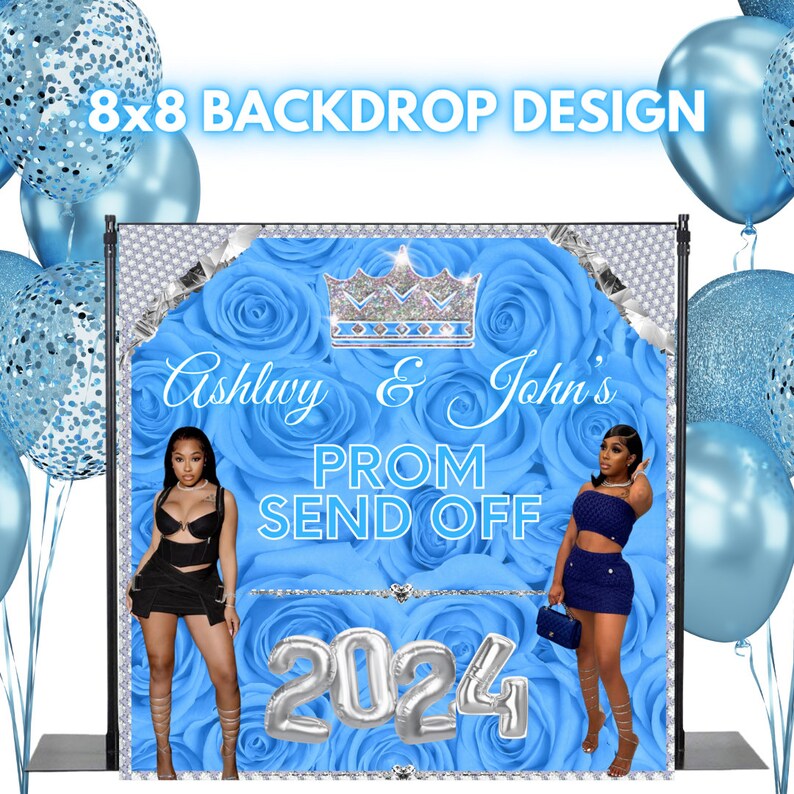 Prom Send off Backdrop , Blue & Silver , Editable Digital Download ...