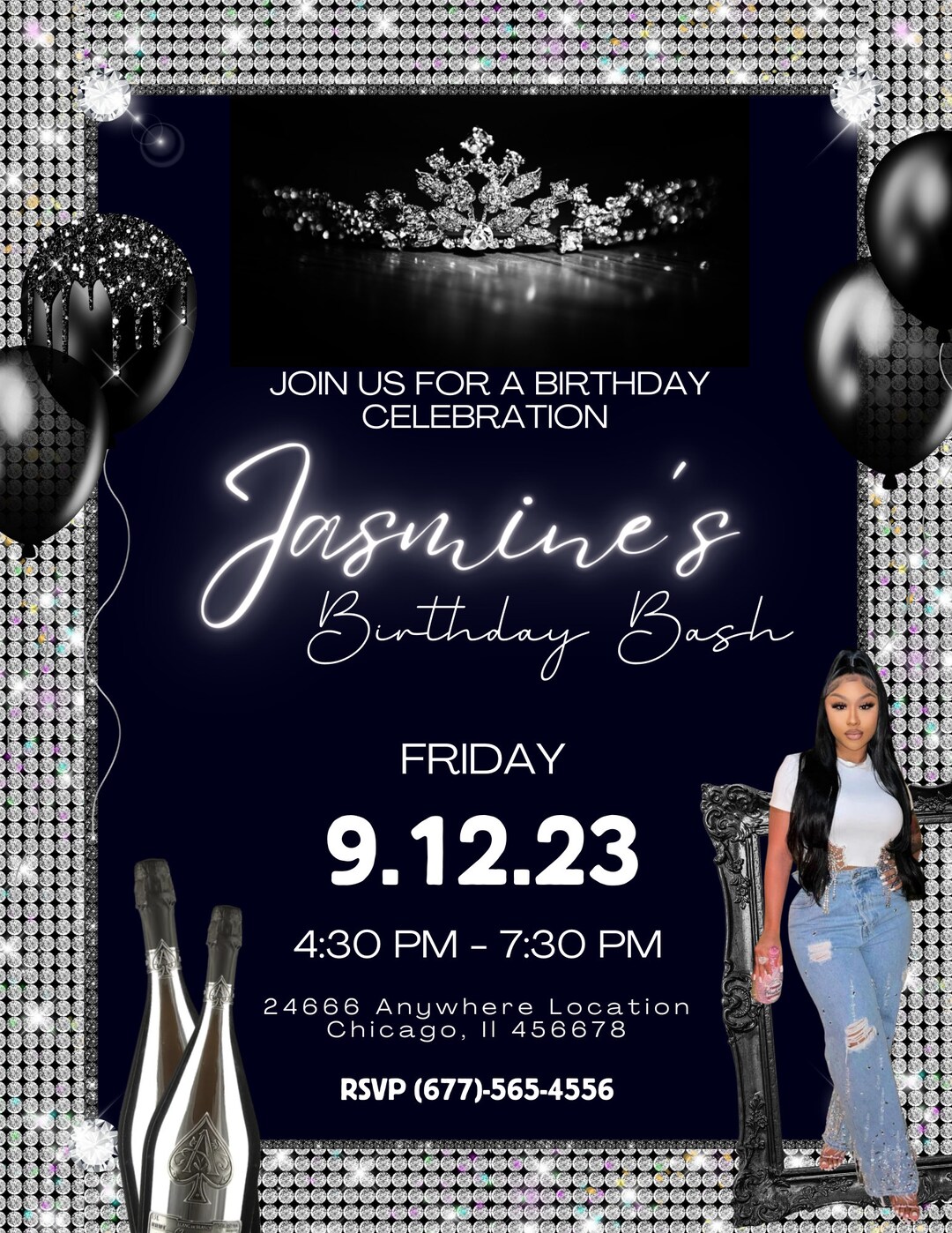 Editable Birthday Invitation, Canva Template, Digital Download, Instant ...