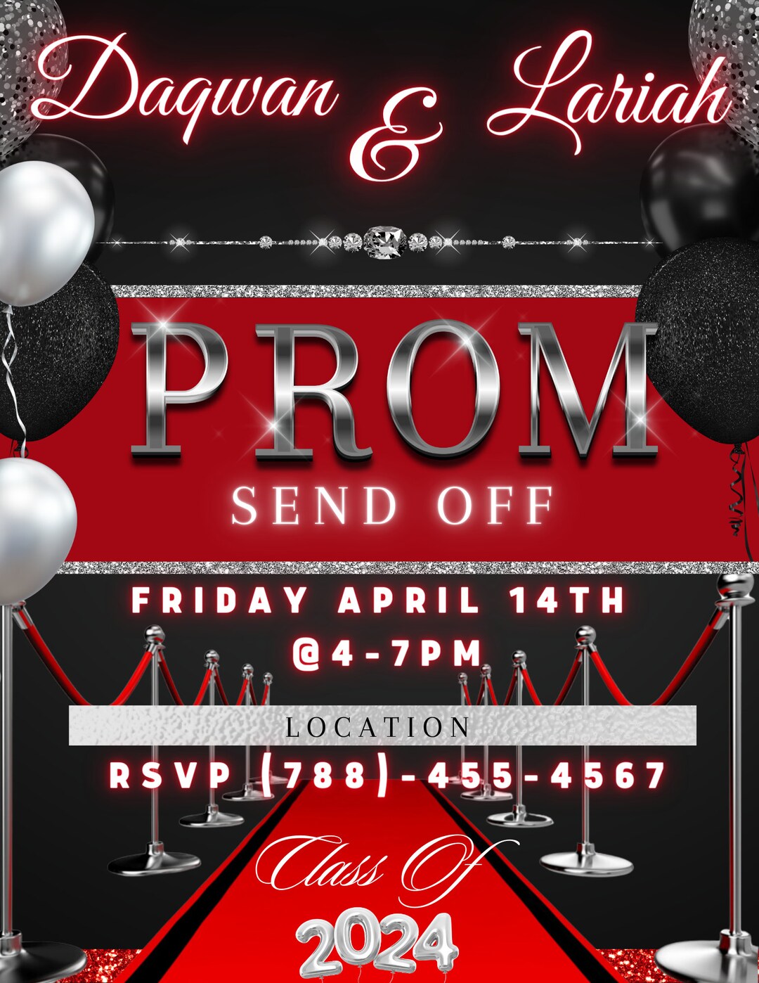 Prom Send off Invite , Canva , Digital Download, Instant Download - Etsy