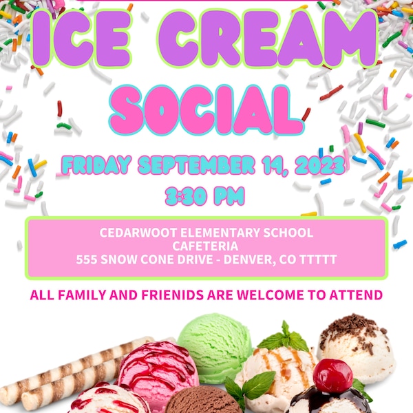 Ice Cream Social Flyer - Etsy
