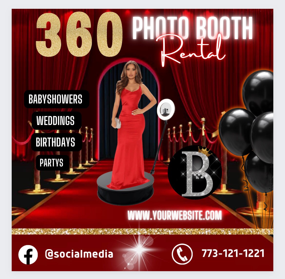 Editable Animated 360 Booth Flyer Social Media Flyer | Etsy