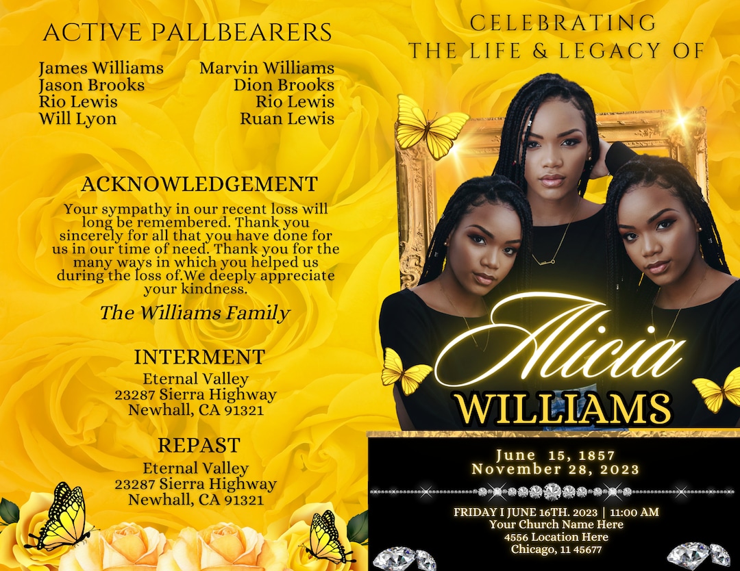 4-page Funeral Obituary Booklet | Digital Download Canva Template|bi ...
