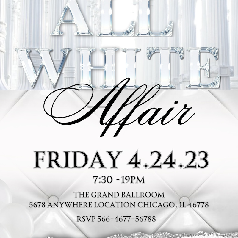 All White Party Flyer - Etsy