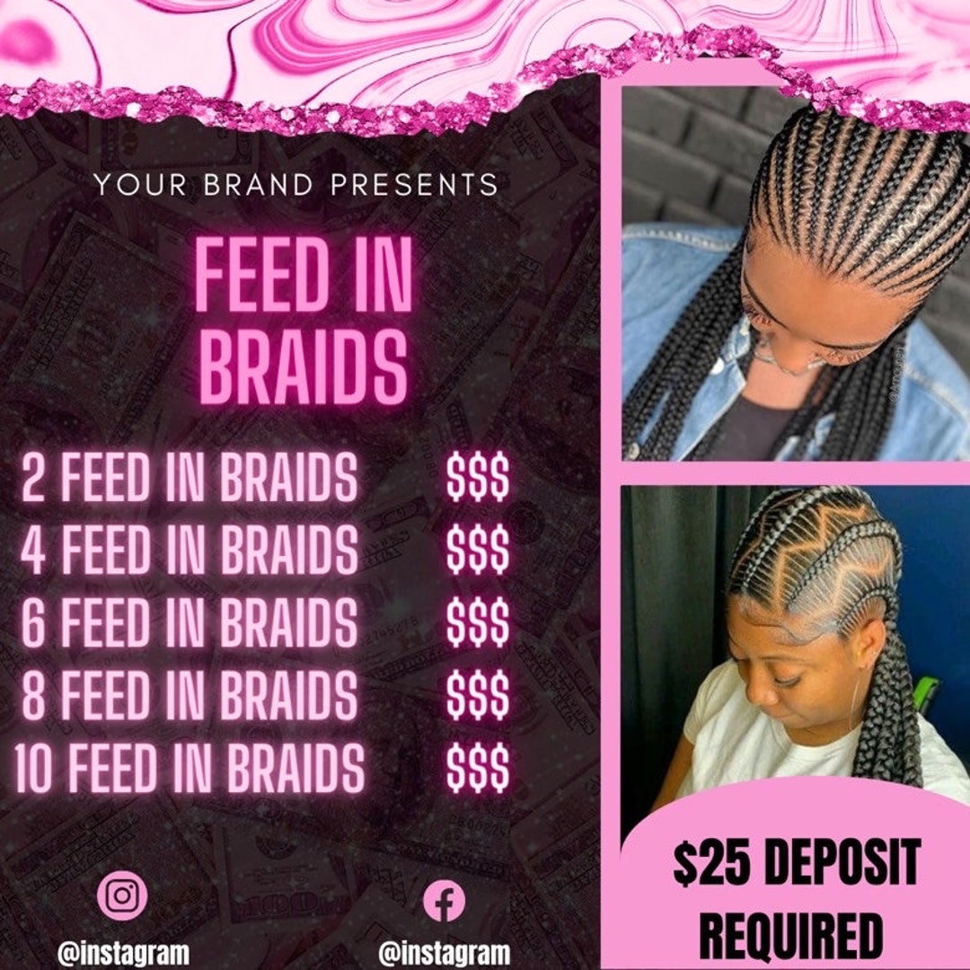 Braids,knotless Braid Flyer, Editable Flyer, Instagram Flyer, Canva ...