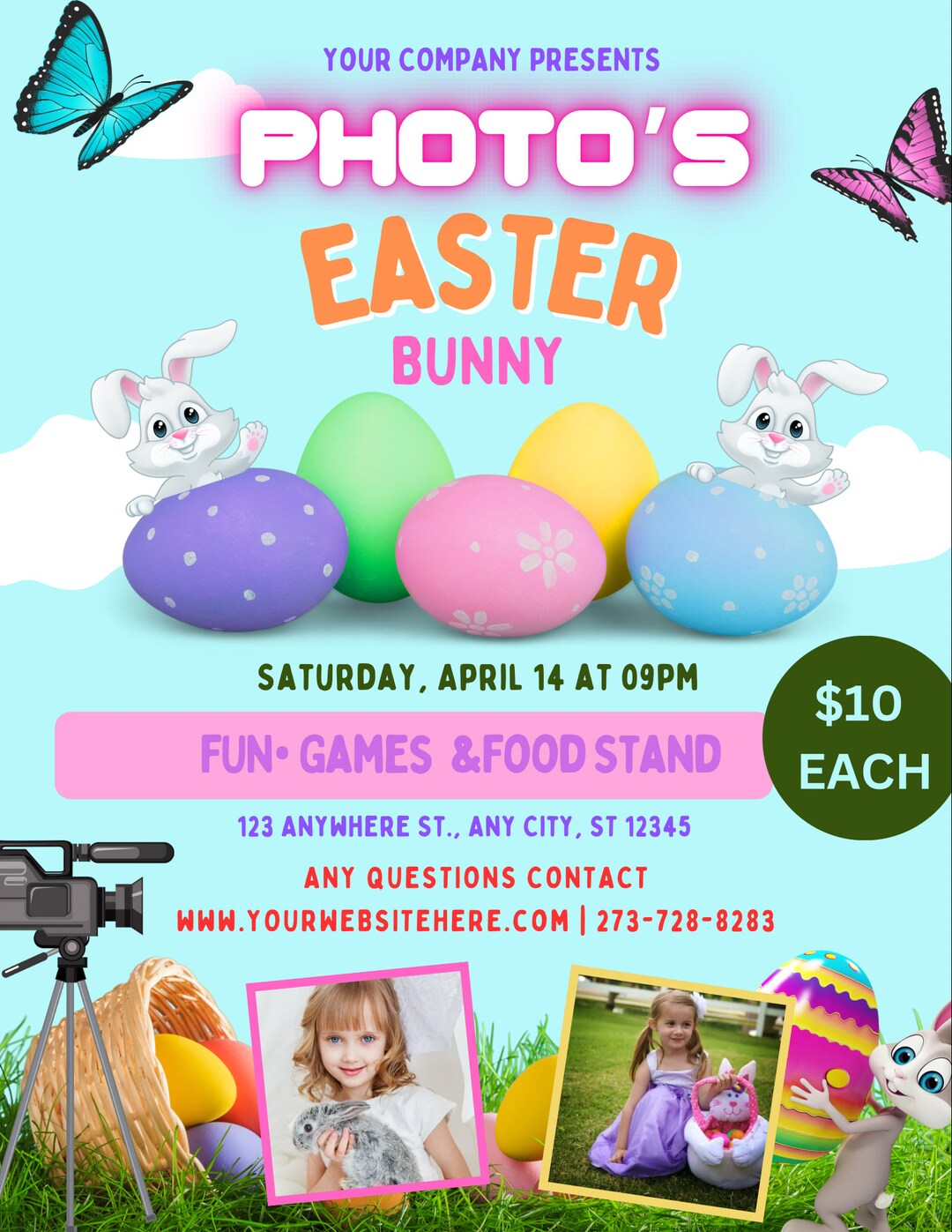 Easter Bunny Photo Shoot Flyer | School Fundraiser | DIY - Etsy