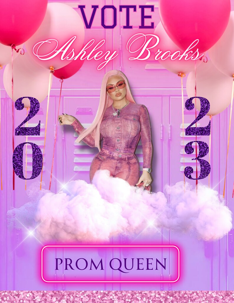Vote Prom Queen Flyer Editable Digital Download Pink - Etsy